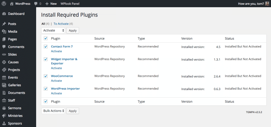 Required Plugins - WPlook Documentation