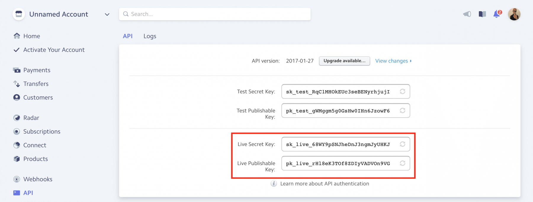 Stripe API keys - WPlook Documentation