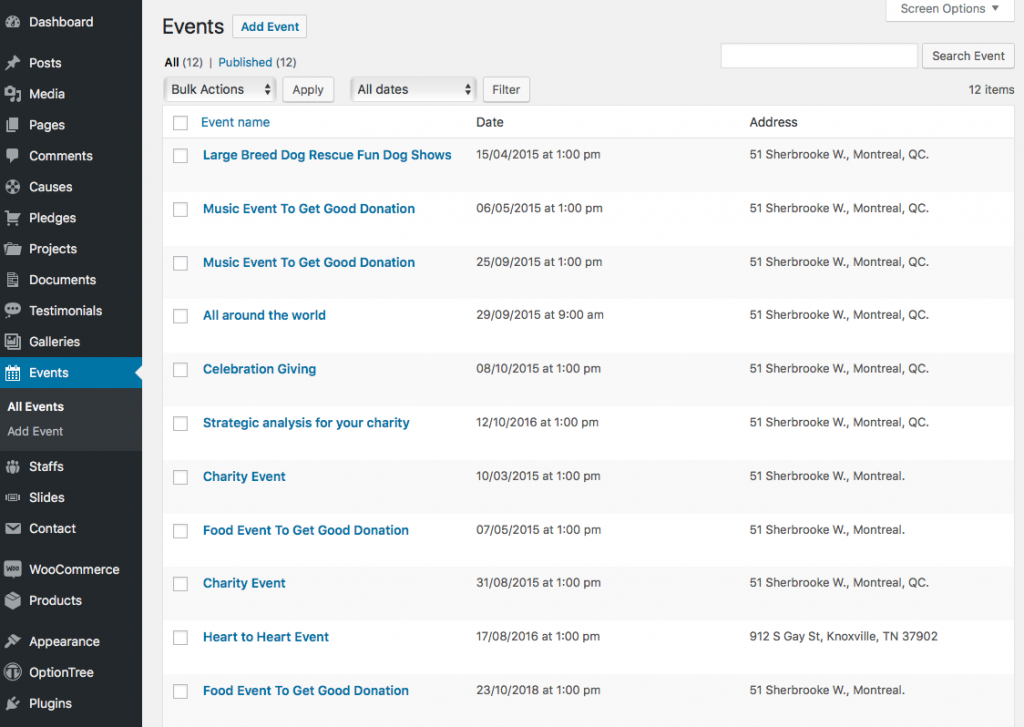 All Events - WPlook Documentation