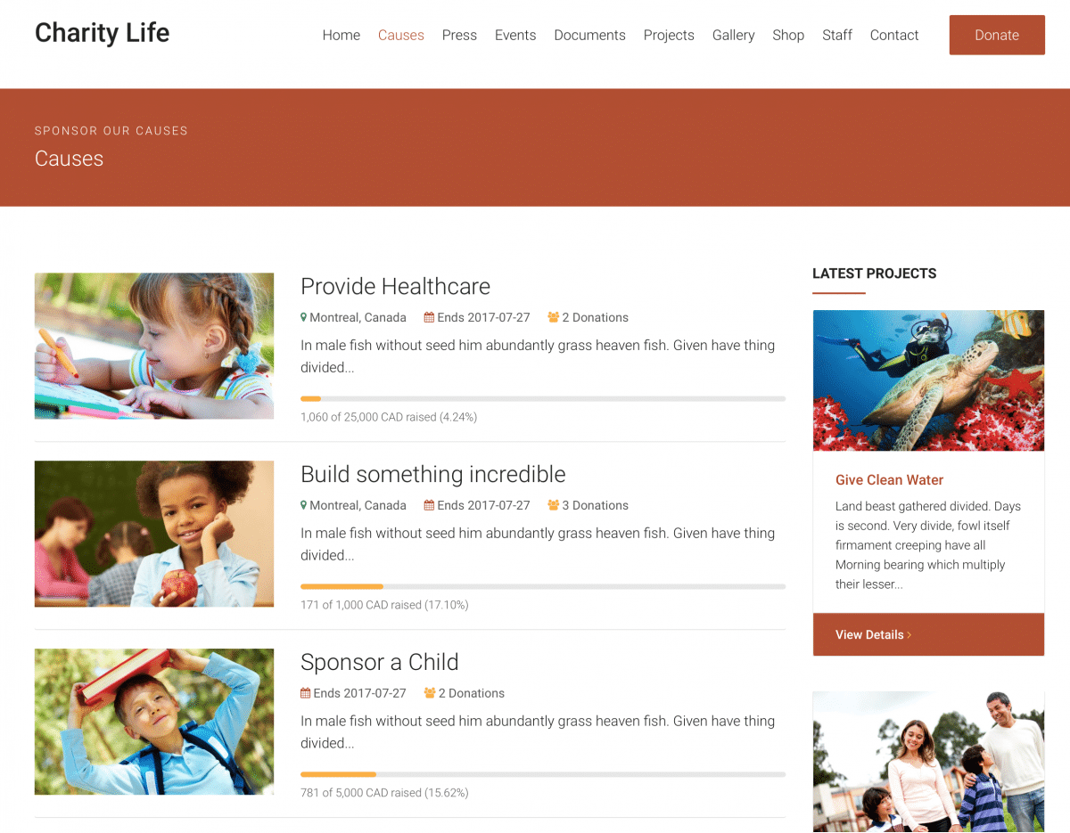 Causes - WPlook Documentation