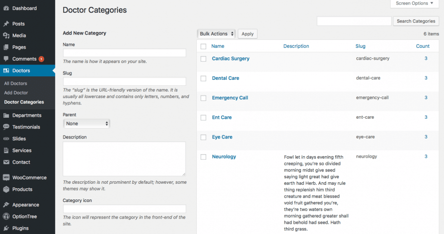 Doctor Categories - WPlook Documentation