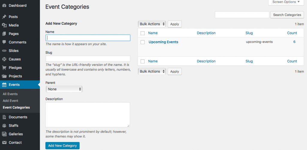 Events Categories - WPlook Documentation