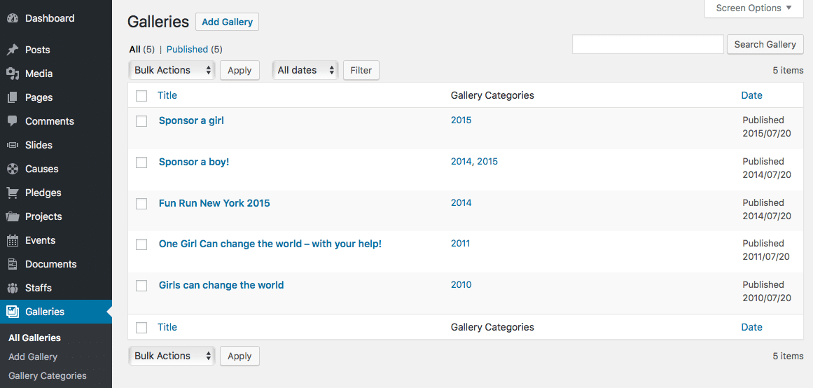 galleries - WPlook Documentation