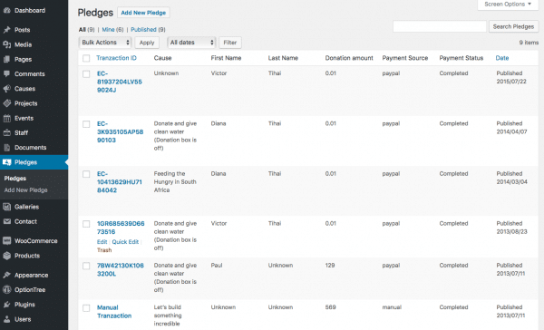 Pledges - WPlook Documentation
