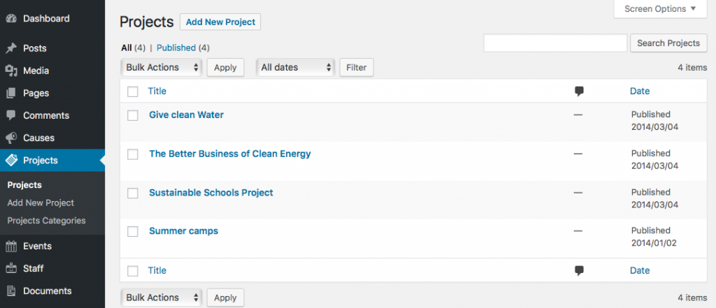Projects - WPlook Documentation