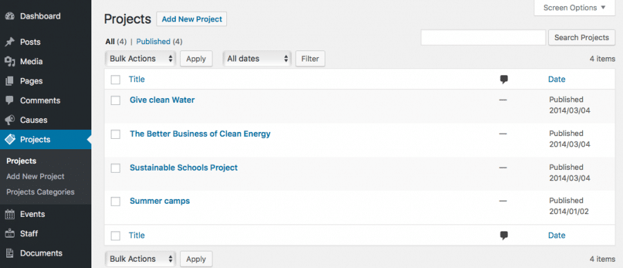 Projects - WPlook Documentation