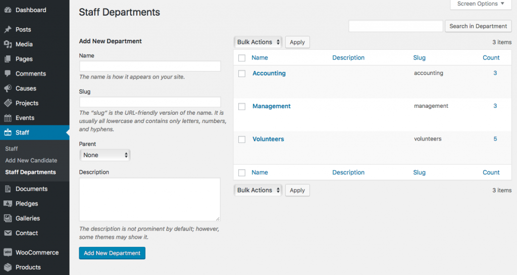 Staff Departments - WPlook Documentation