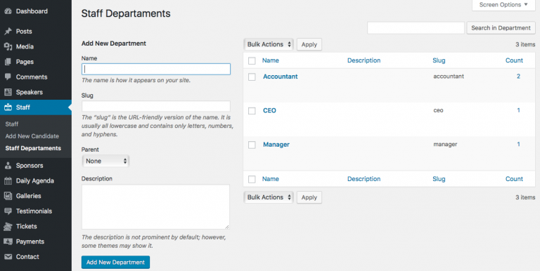 Staff Departments - WPlook Documentation