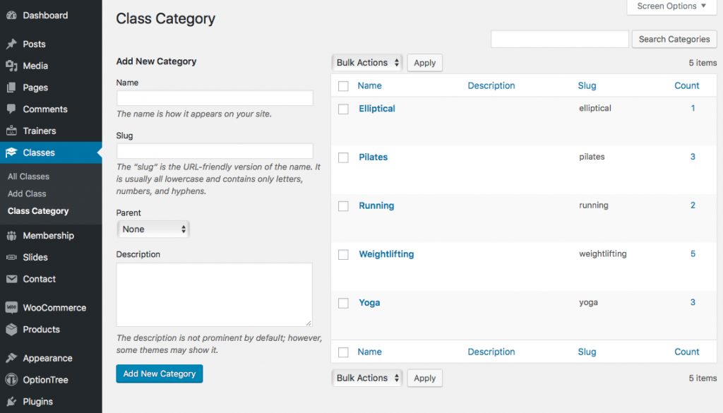 Classes Categories - WPlook Documentation