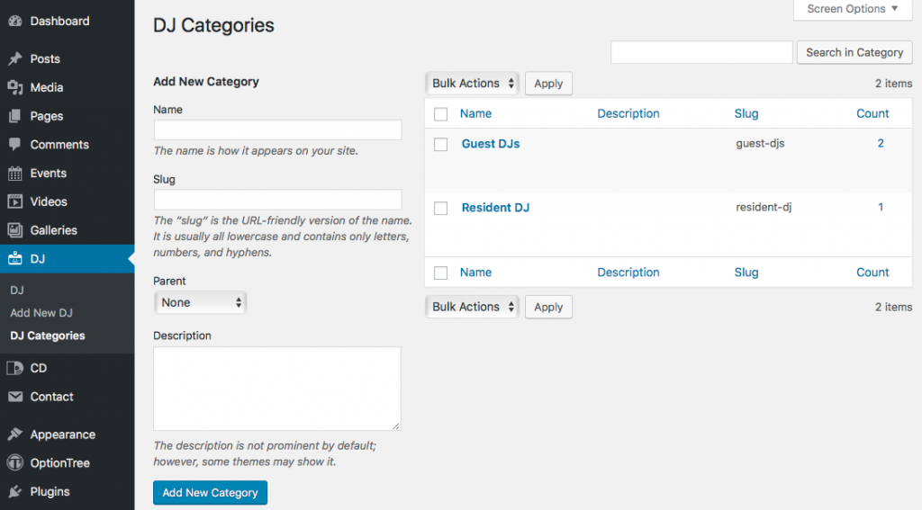 DJ Categories - WPlook Documentation
