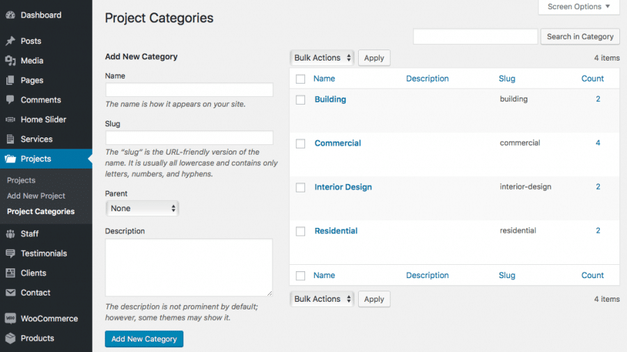 Project Categories - WPlook Documentation